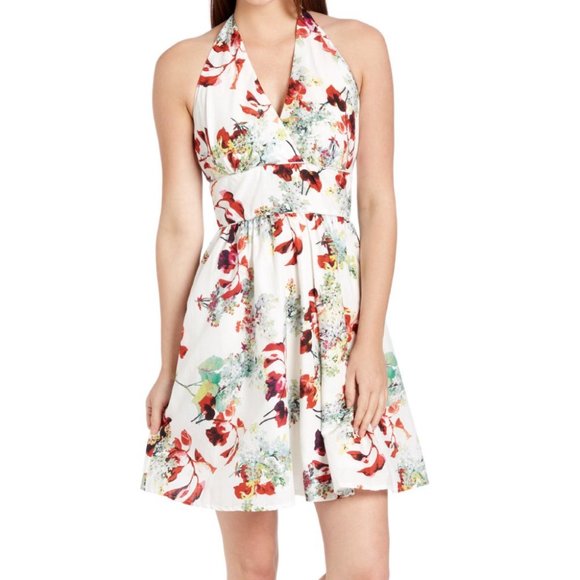 Aryeh | Dresses | Aryeh White Floral Halter Dress | Poshmark